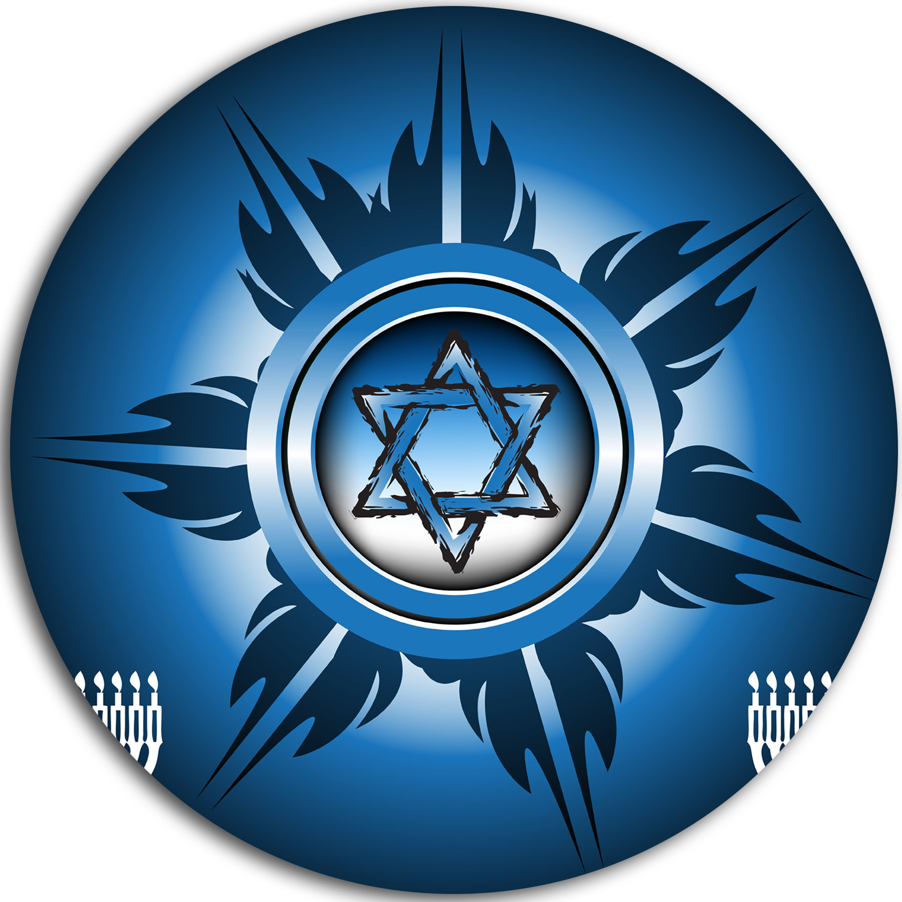 Jewish Symbols, Modern Digital Art Round Metal Wall Art, Disc of 38 ...