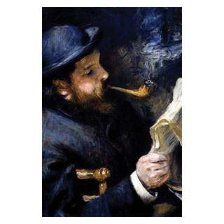 Claude Monet Reading a Newspaper, 12" x 18" - Traditional - Prints And ...