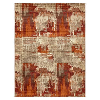 Cinnamon Autumn Modern Area Rug with Unique Multicolored Abstract ...