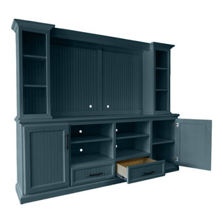 80" Modern Coastal Entertainment Center With Hutch - Contemporary ...