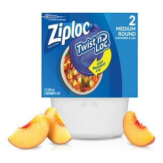 Ziploc 18035 Twist 'N Loc Medium Round Containers and Lids, 32 Oz, 2 ...