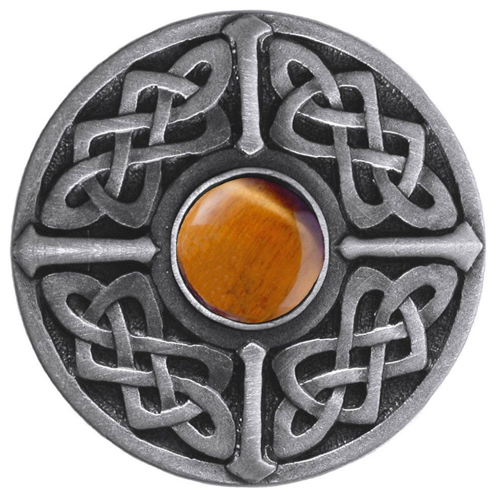 Celtic Knob, Antique-Style Pewter With Tiger Eye - Traditional ...