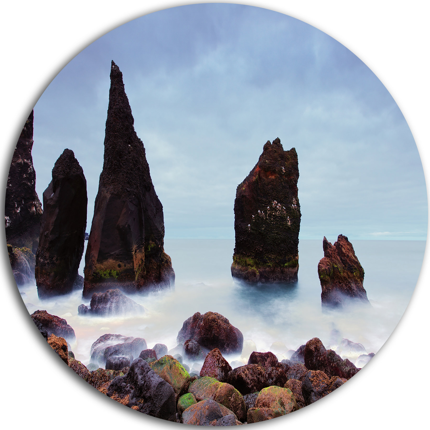 Sharp Rocky Coastline Raykjanes, Seashore Disc Metal Wall Art, Disc of ...