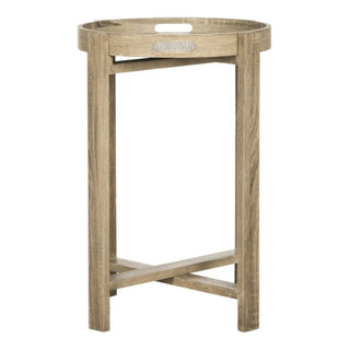 Robbie Retro Mid Century Tray Top Side Table, Light Oak - Transitional ...