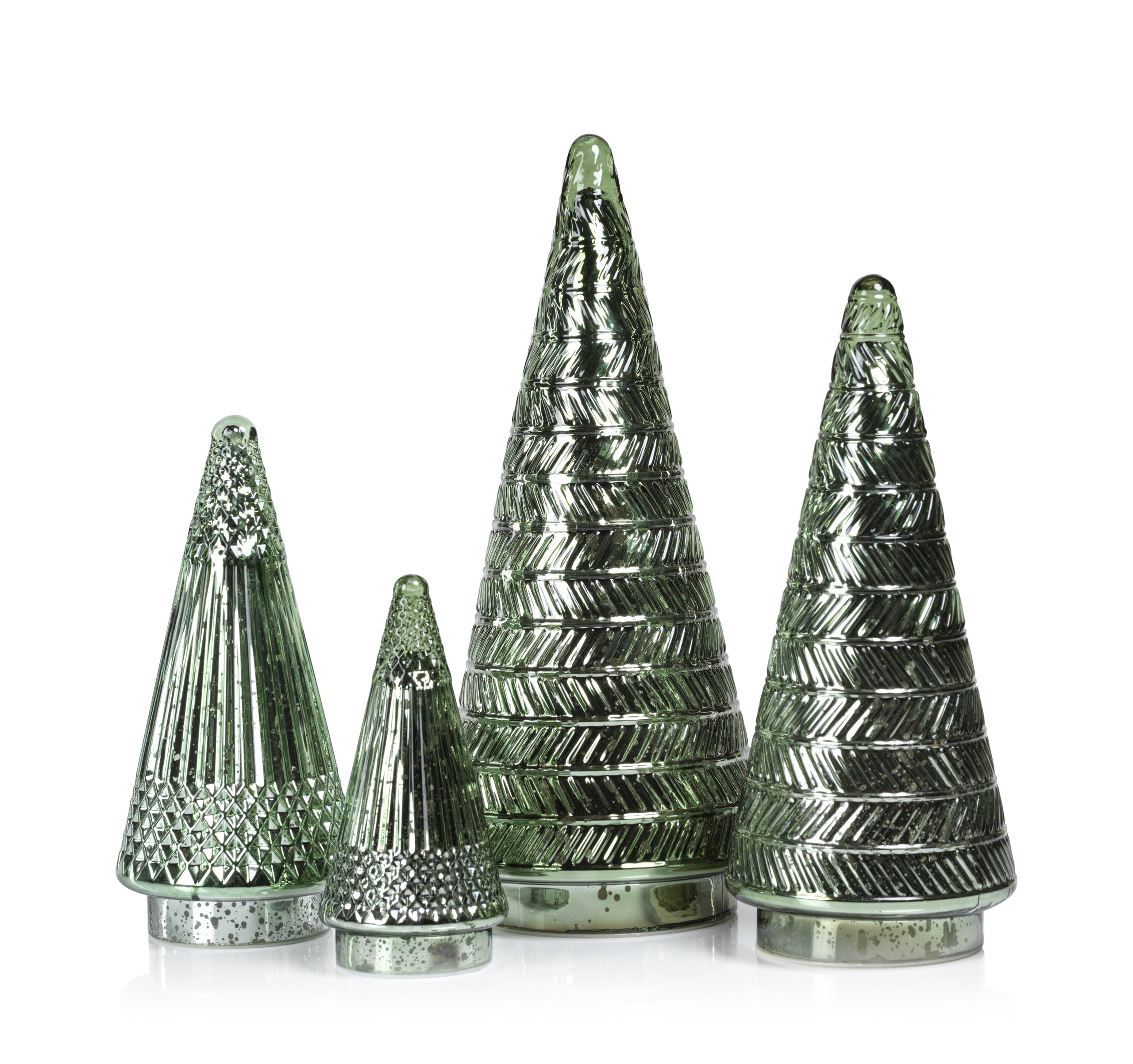 Stella 14" Tall Antique Glass LED Tabletop Holiday Tree, Green ...