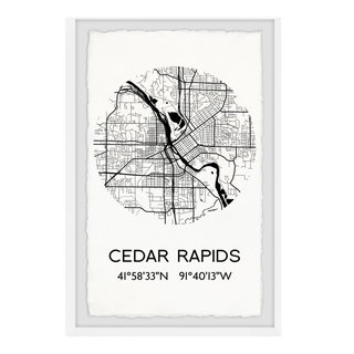 "Cedar Rapids Map Outline" Framed Painting Print, 8x12 - Contemporary ...