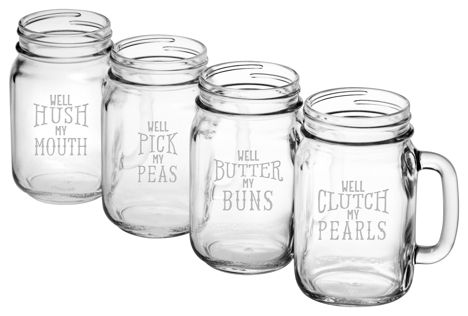 "Well" Expressions 4-Piece Handled Drinking Jar Set - Contemporary ...