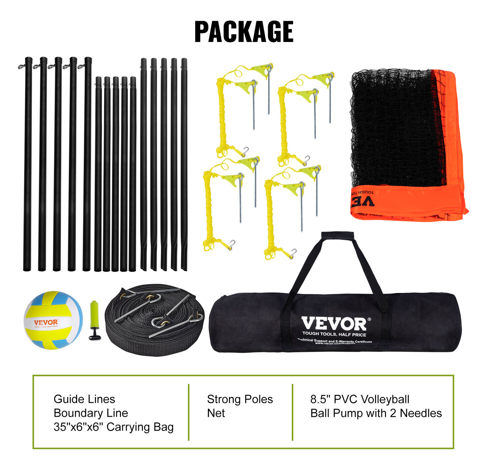 VEVOR 4-Way Volleyball Net Adjustable Volleyball Game Set with Ball ...