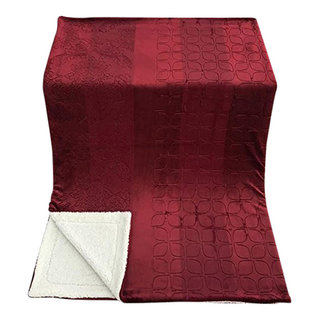 Tache Embossed Super Soft Warm Solid Merlot Red Sherpa Throw Bed ...