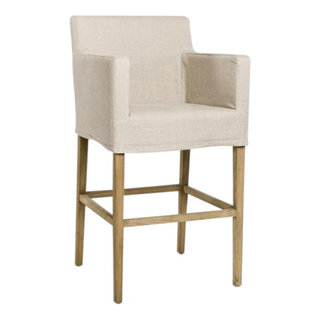 Natural Linen Avignon Bar Stool - Traditional - Bar Stools And Counter ...