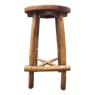 Teak Bar Stool - Rustic - Outdoor Bar Stools And Counter Stools - by ...
