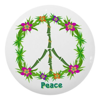 Tropical Peace Sign Ceramic Cabinet Drawer Knob - Tropical - Cabinet ...