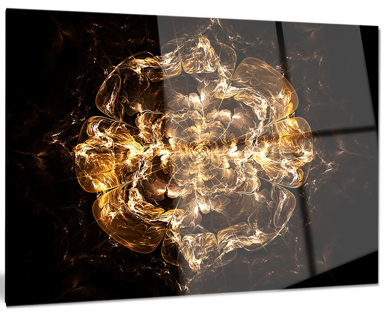 "Fractal Yellow Flower Explosion" Metal Wall Art, 28"x12 ...
