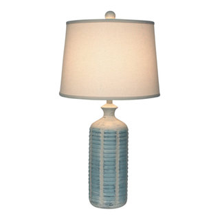 Round Cottage and Atlantic Gray Shutter Table Lamp - Beach Style ...