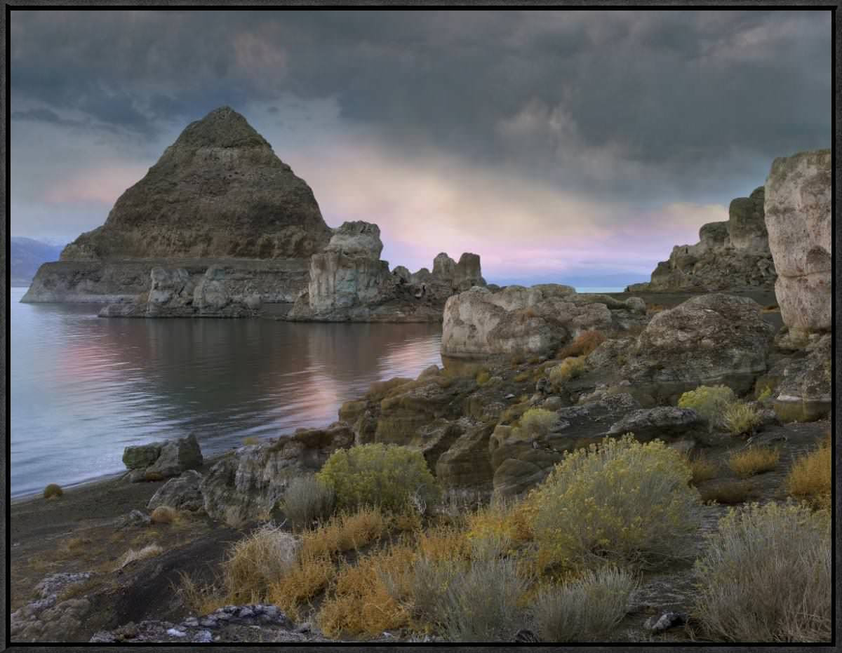 "Pyramid Lake, Nevada" Framed Canvas Giclee by Tim Fitzharris, 17x13 ...