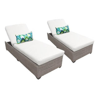 Florence Chaise Set of 2 Outdoor Wicker Patio Furniture - Tropical ...