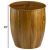 Benzara Round Accent Side Table, Mango Wood, Barrel Shape, Classic ...