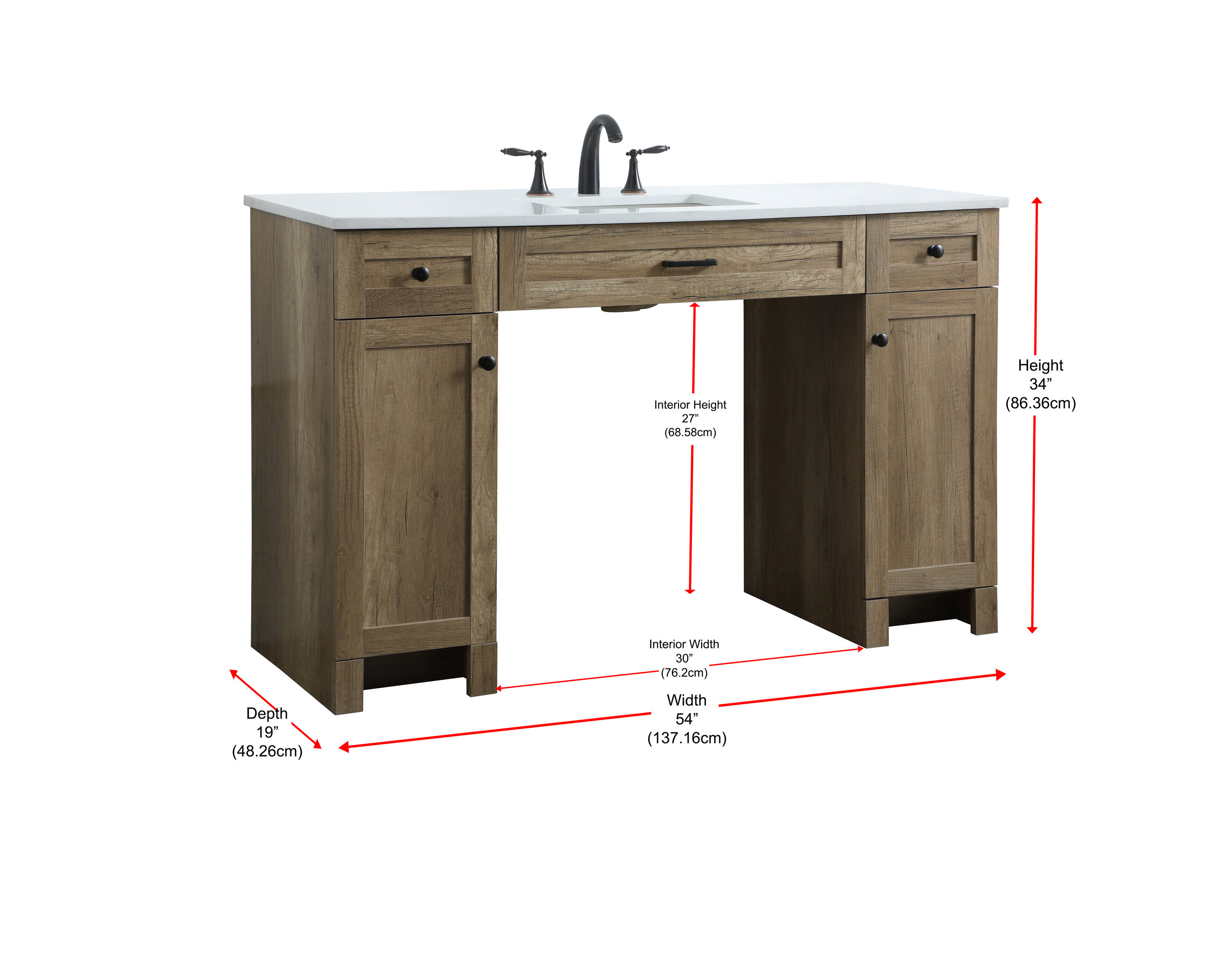 54" ADA Compliant Bathroom Vanity, 54" - Farmhouse - Bathroom Vanities ...