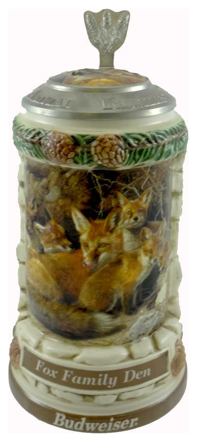 Anheuser-Busch FOX FAMILY DEN STEIN Ceramic Budweiser Beer Mug 1st ...