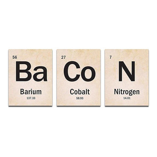 BACON Periodic Table of Elements, 3-Piece Set, 11x14 Unframed Art ...