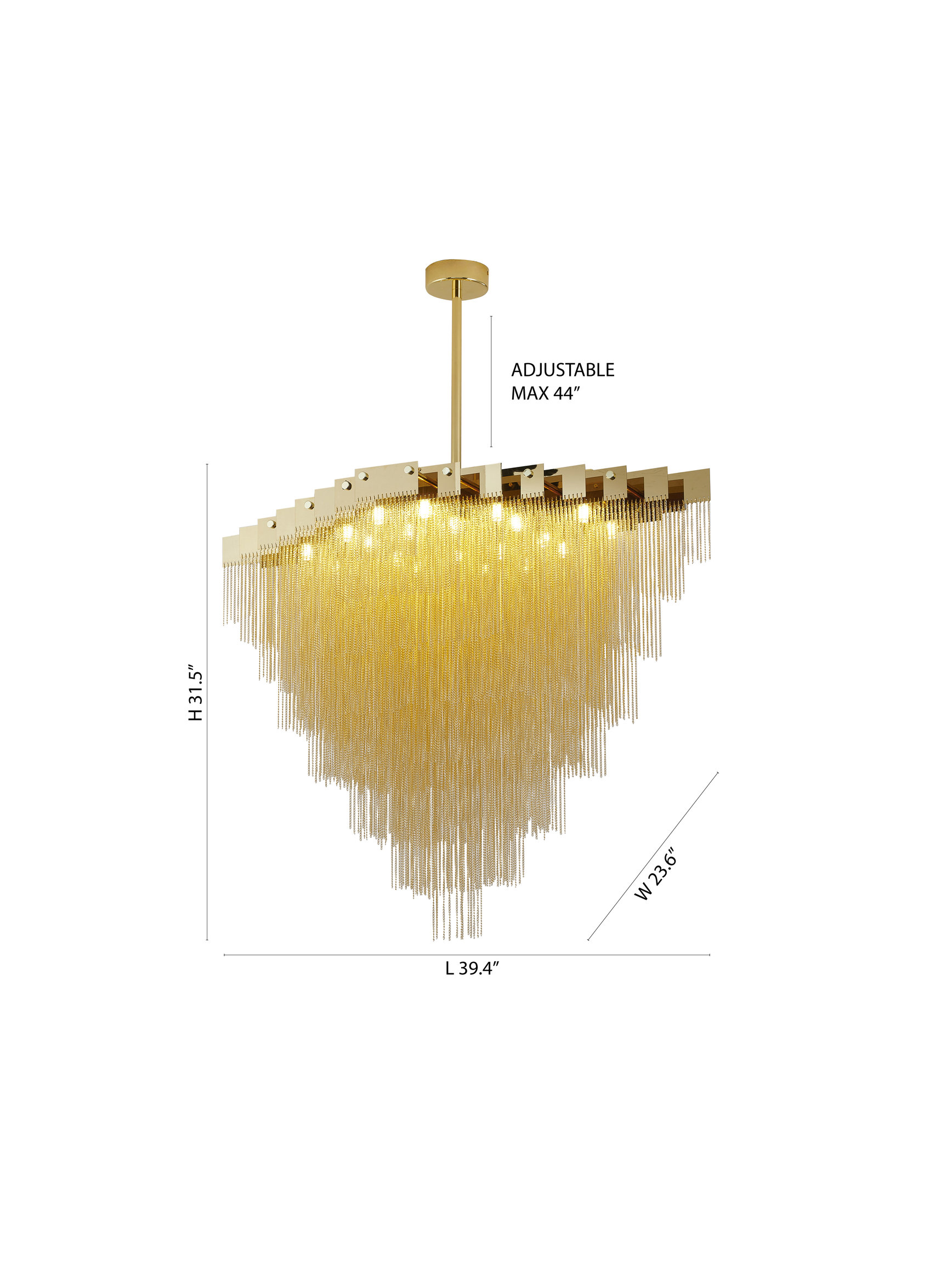 20-Light Gold Stainless Steel Chandelier With Hanging Aluminum Chains ...