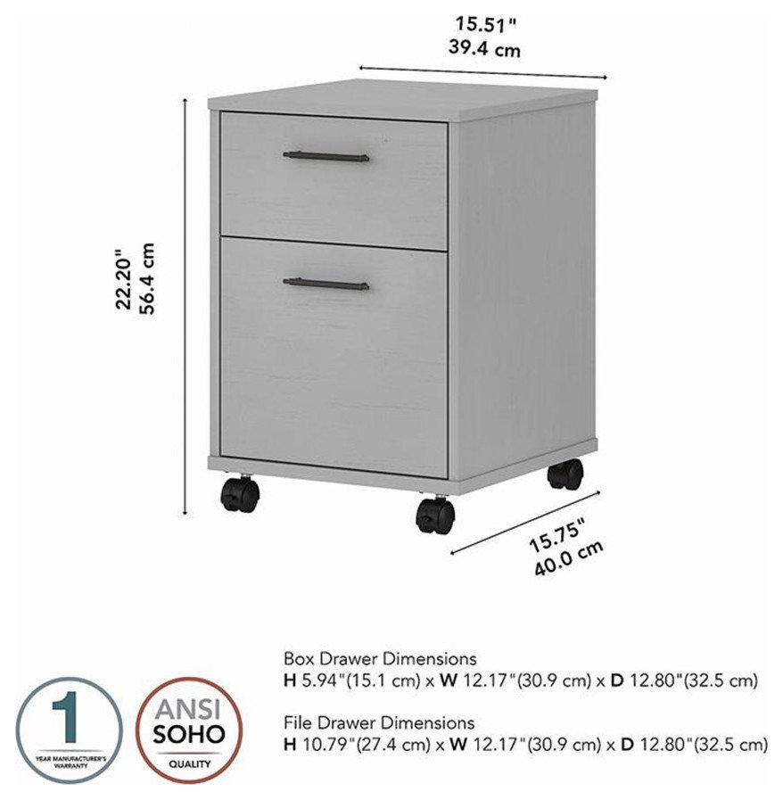 Pemberly Row 2 Drawers Farmhouse Wood Mobile File Cabinet in Gray ...