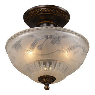 ELK Lighting Restoration Flushes 3-Light Semi Flush, Antique Golden ...