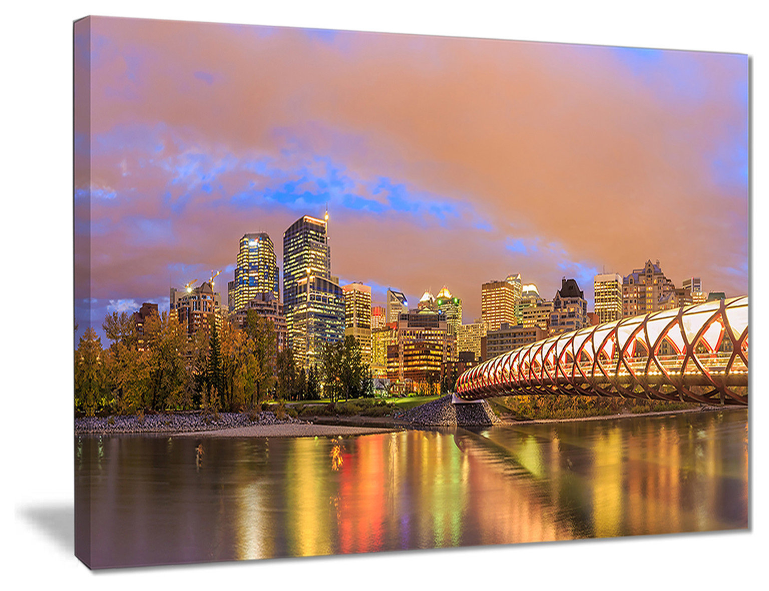 "Calgary at Night" Cityscape Photography Canvas Print, 40"x30 ...