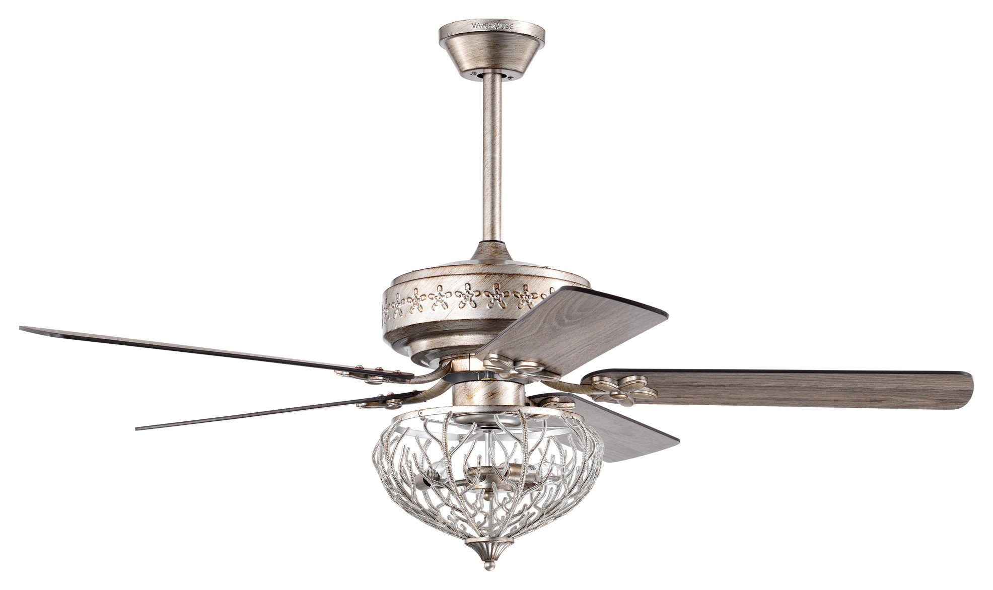 Kannon 52 in. 3-Light Indoor Antique Silver Finish Ceiling Fan with ...