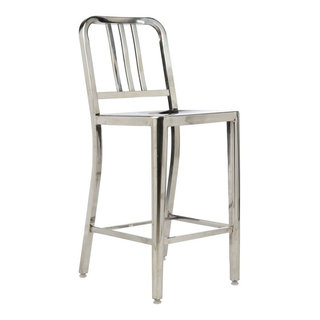 Set of 1-Stainless Steel Counter stool with Polished Metal Counter ...