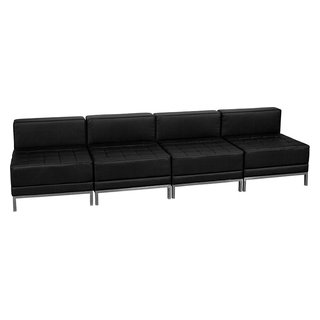 Black Leather Lounge Set, 4 PC - Contemporary - Sectional Sofas - by ...