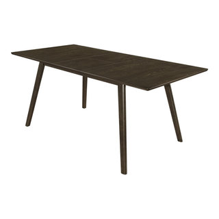 Rectangular Wooden Top Dining Table with 1 Extensible Leaf, Brown ...