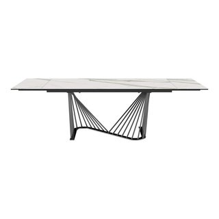 HomeRoots 71" X 35" X 30" White Glass Ceramic Dining Table, 71 ...