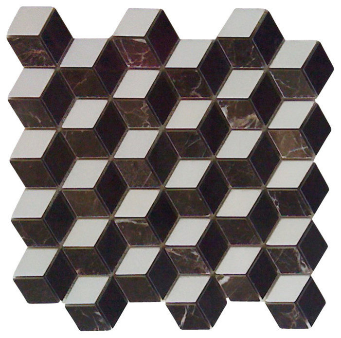Polished Illusion 3D Interlocking Mosaic Marble Tile, Set of 50 ...