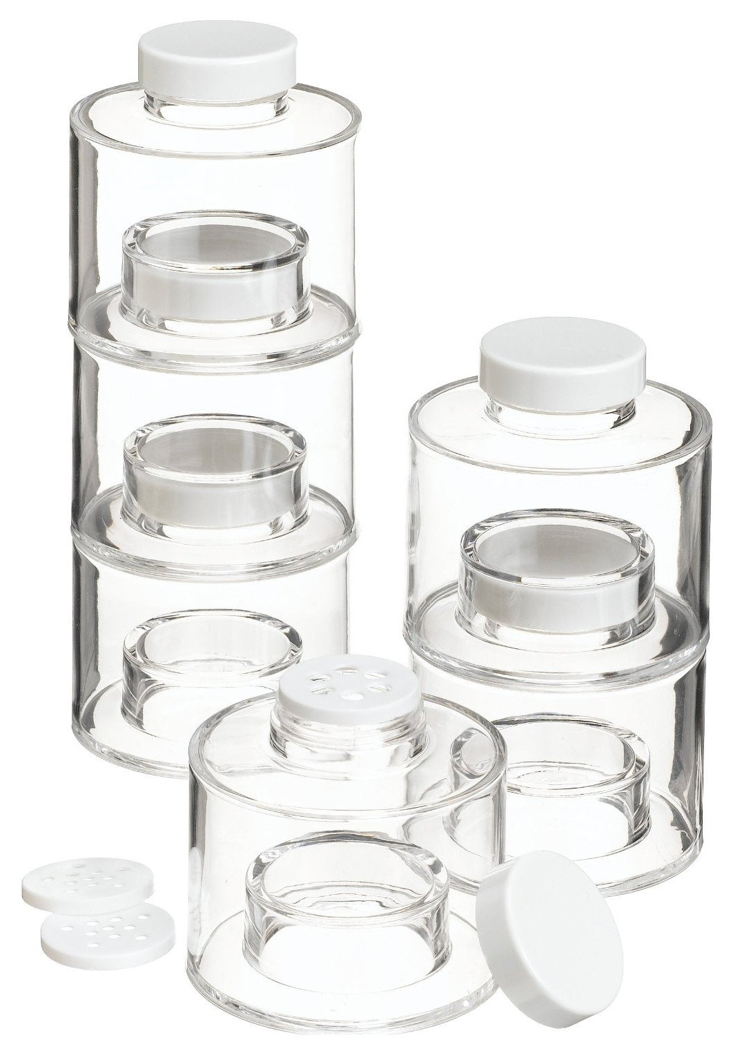 Prodyne Spice Tower Acrylic Self Stacking Spice Bottles, Set of 6 ...