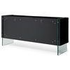 Modern Art Buffet Black Lacquer Cabinets Tempered Glass Base ...