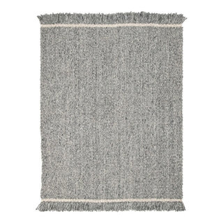 Elmo Gray Solid Handmade Reversible Wool Rug, 67"x 93" - Contemporary ...
