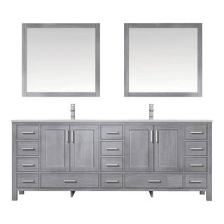 Jacques Modern Distressed Grey 84" Double Vanity With Quartz Top ...