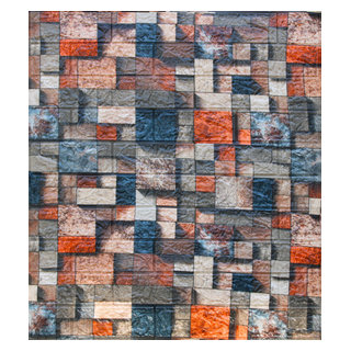 Orange Grey Brown Faux Stone 3D Wall Panels - Transitional - Wall ...