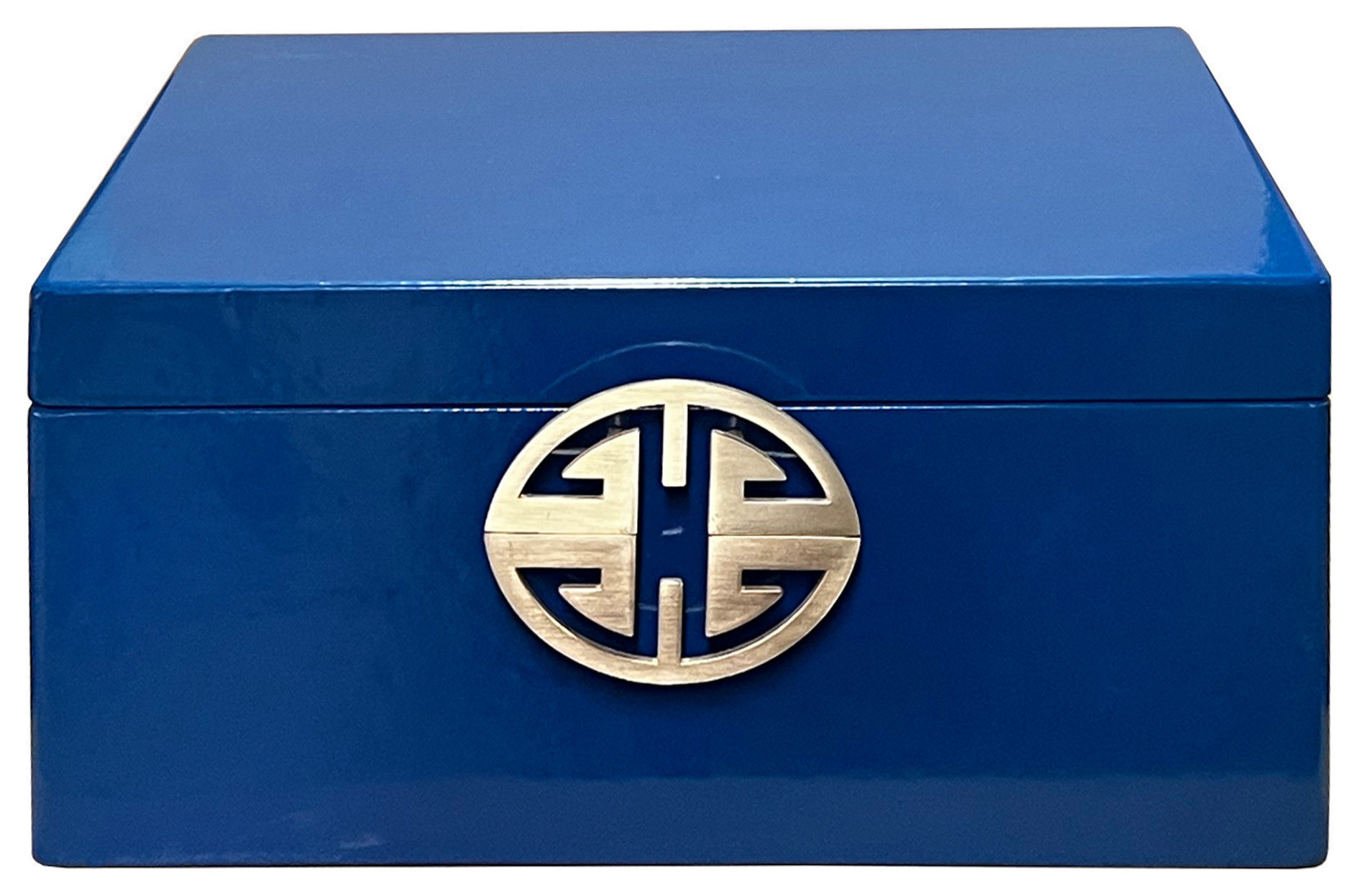Oriental Round Hardware Royal Blue Rectangular Container Box Large ...