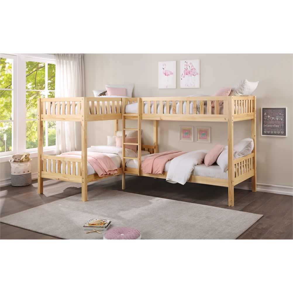 Lexicon Contemporary Wood and MDF Board Corner Bunk Bed in Natural Pine ...