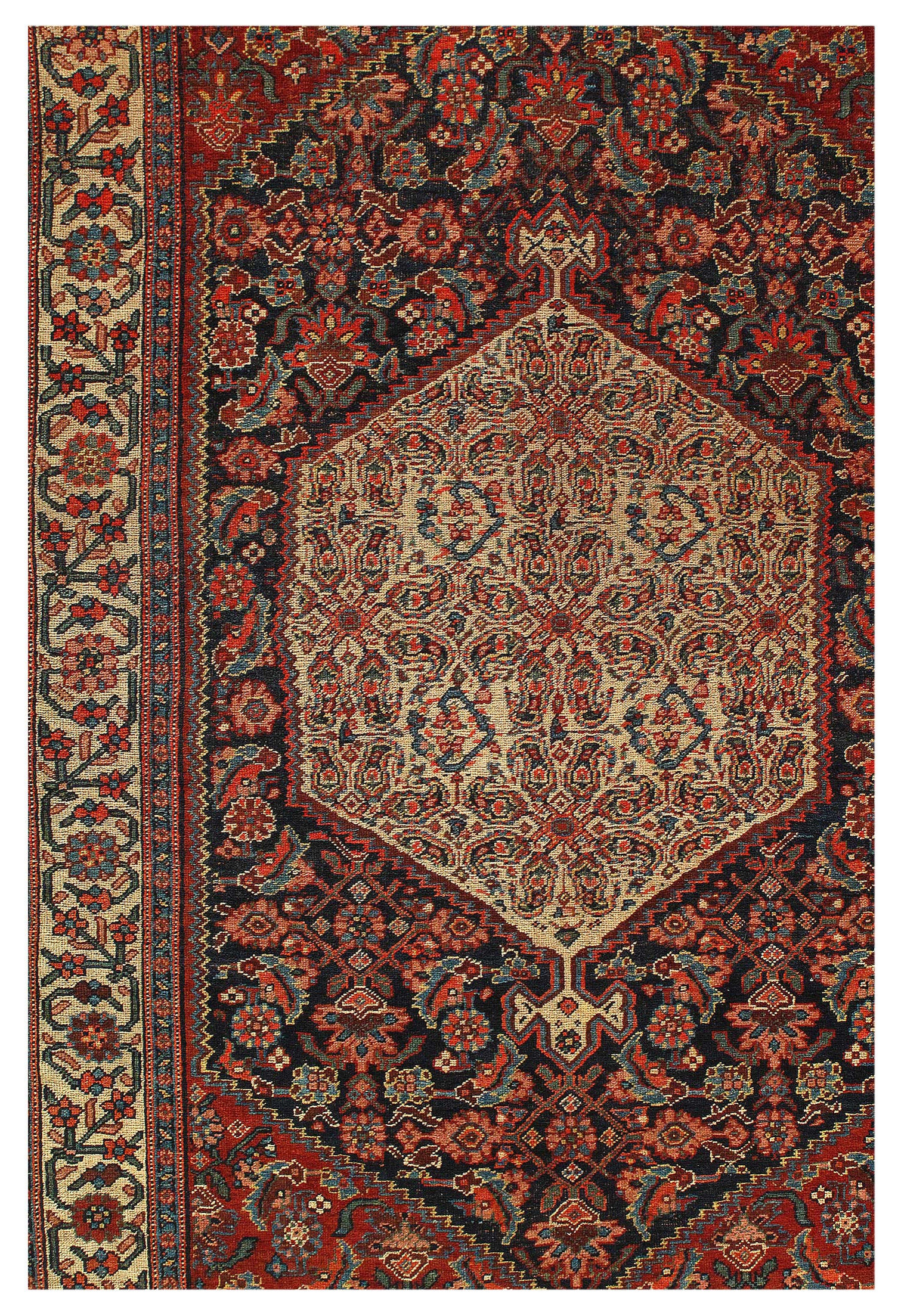 Rust Color Persain Antique Bidjar 4'4''x6'8'' - Mediterranean - Area ...