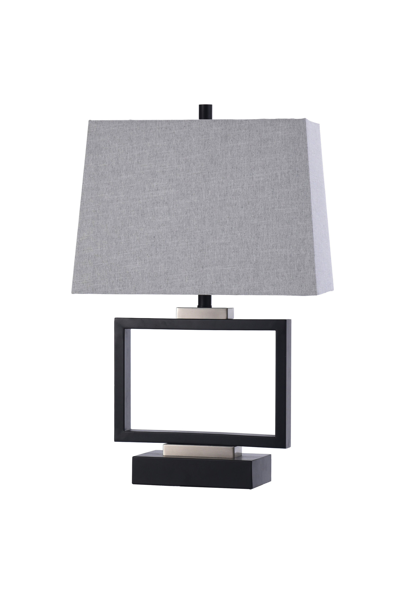 Logan Open Design Table Lamp Black Metal Finish With Silver Accents ...