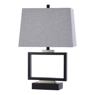 Logan Open Design Table Lamp Black Metal Finish With Silver Accents ...