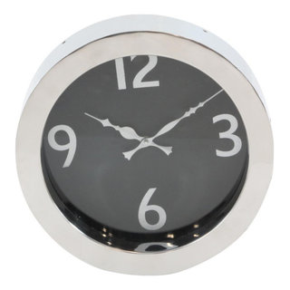 Contemporary 12" Stainless Steel Round Wall Clock - Contemporary - Wall ...