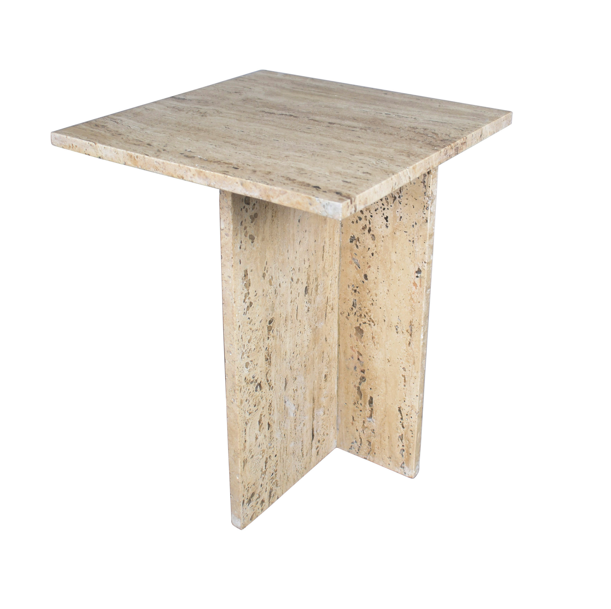 Cecil 18.5" Contemporary Natural Marble Handmade T-Shaped End Table ...