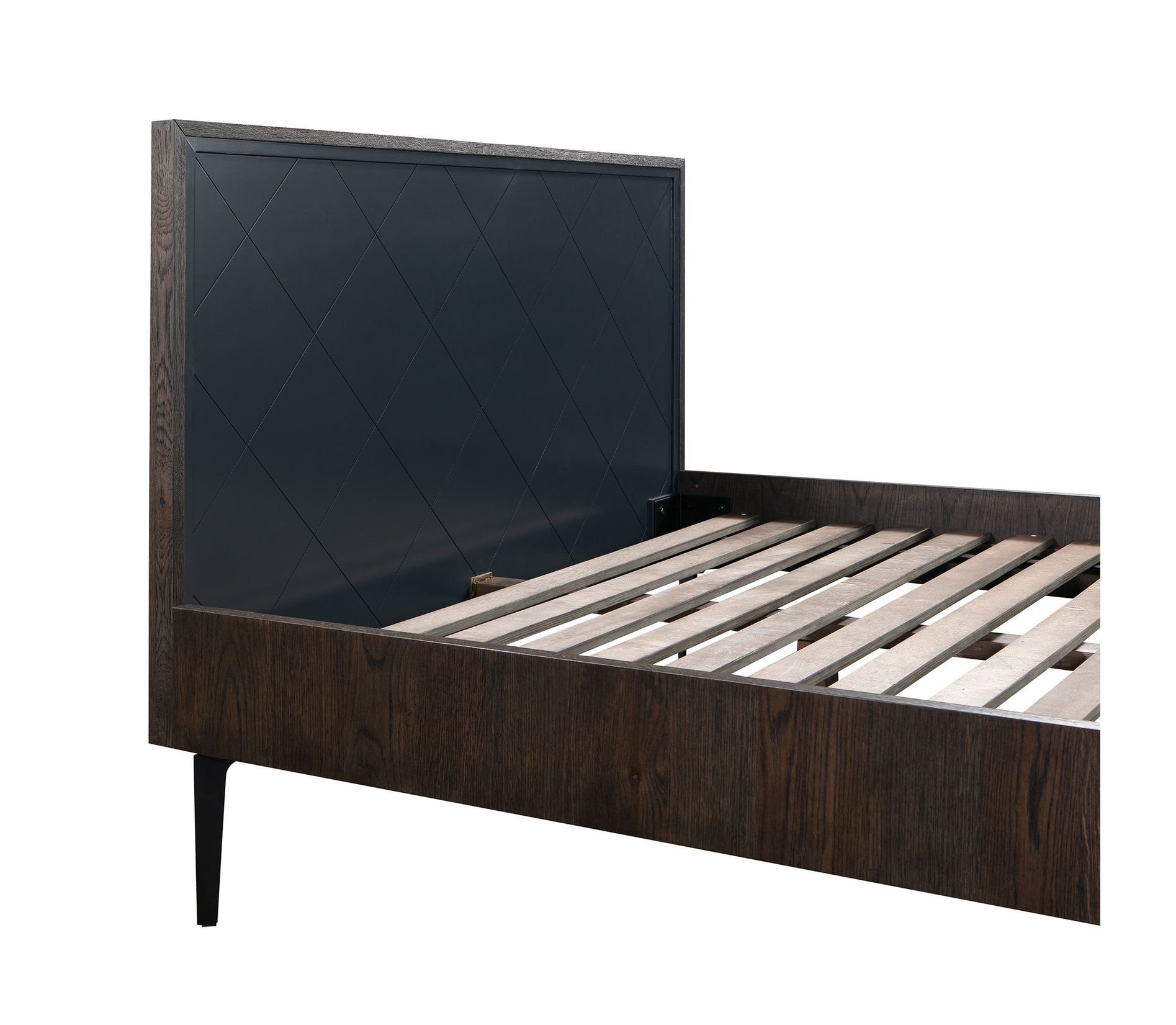 Cross Solid Oak and Metal King Platform Bed Frame - Midcentury ...