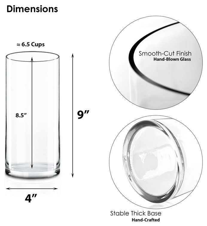 Glass Cylinder Vases in 4 inches Diameter for Wedding and Parties ...