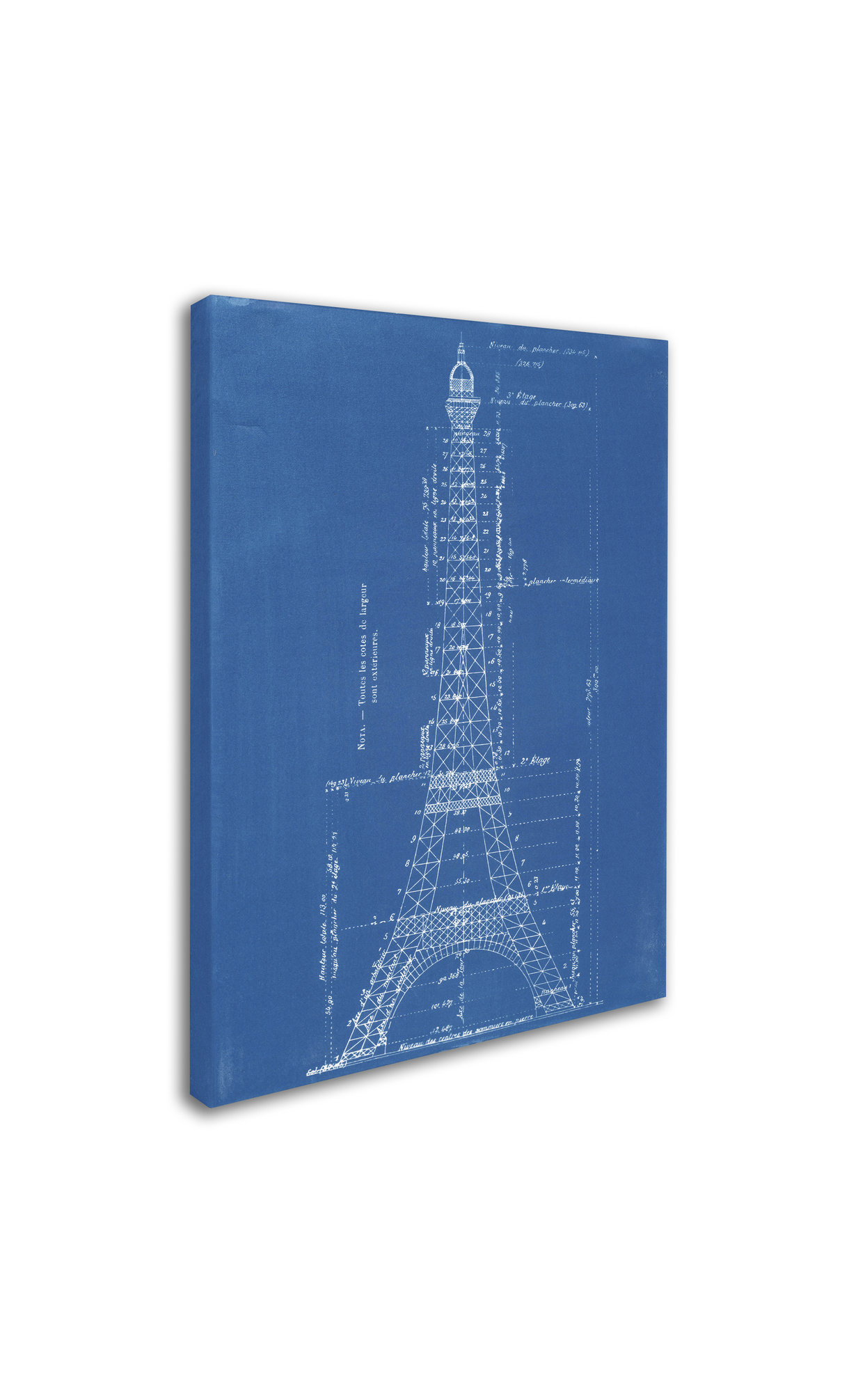 "Eiffel Tower Blueprint" by Vintage Apple Collection, Canvas Art, 24 ...
