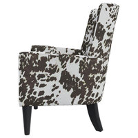 Shelter High Back Wingback Chair in Velvet Brown Cow Print ...